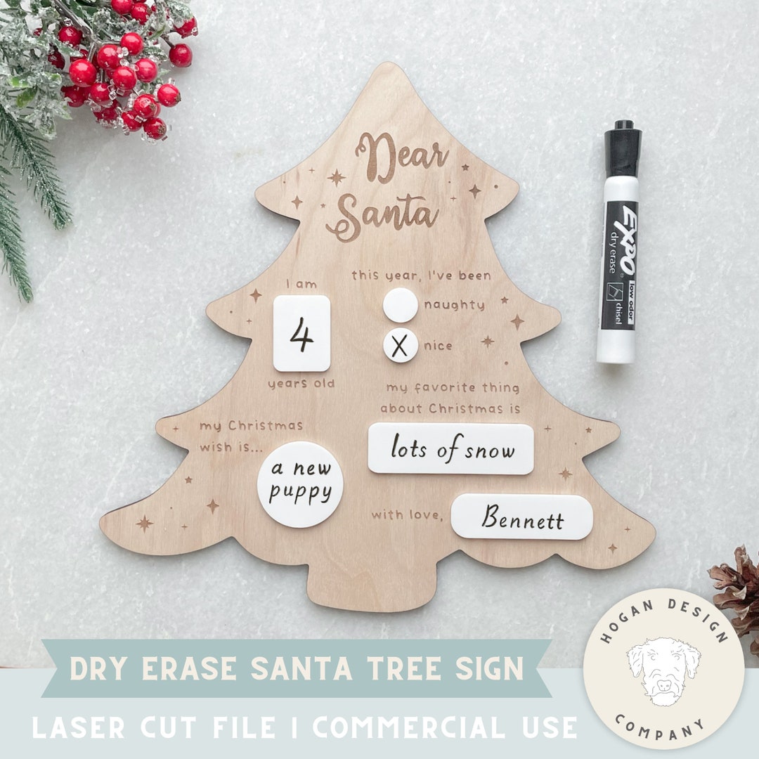 Dear Santa Sign Tree SVG File Dry Erase Christmas Sign | Dear Santa ...