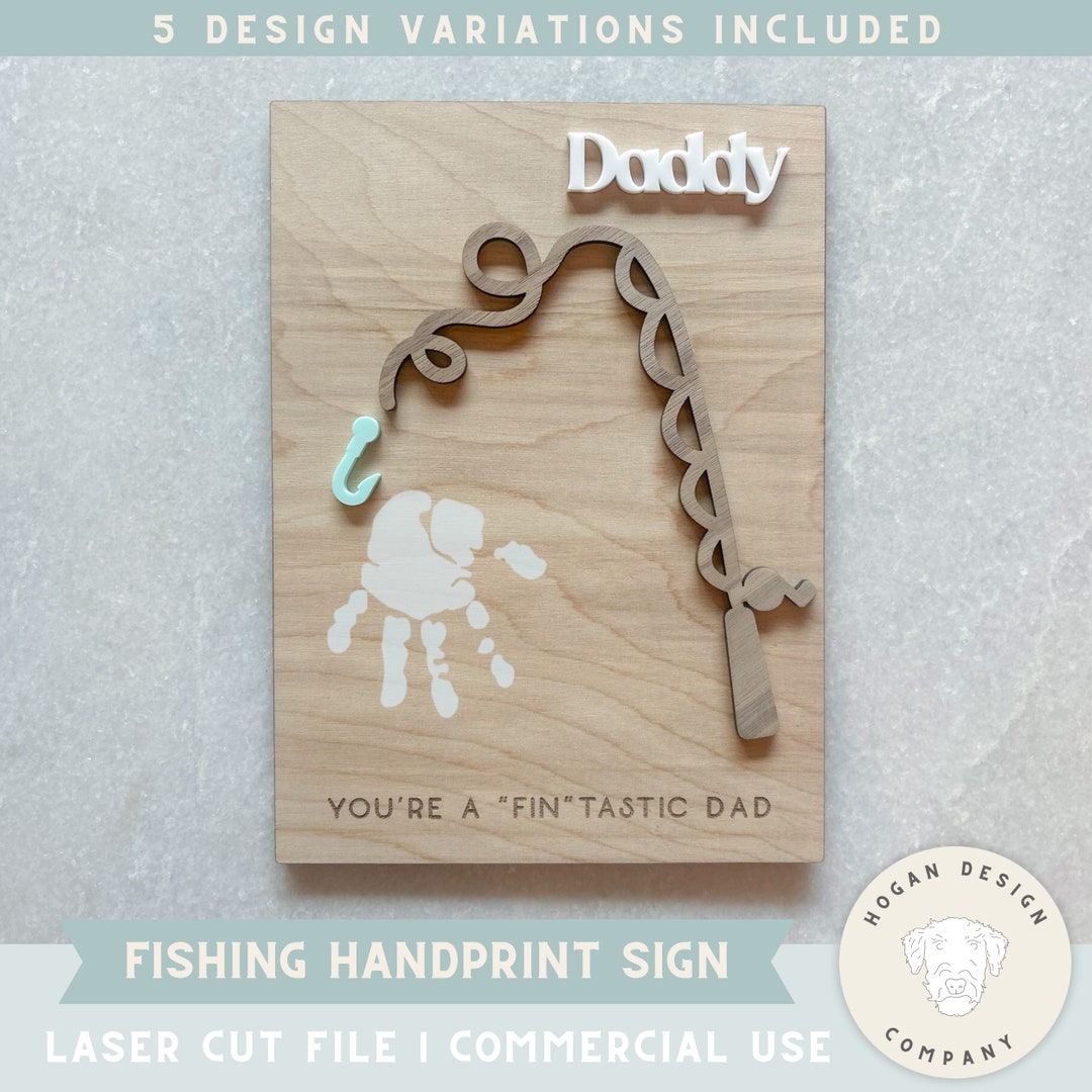 Fishing Handprint Sign SVG Laser File Cut Digital File | Fishing Kids ...