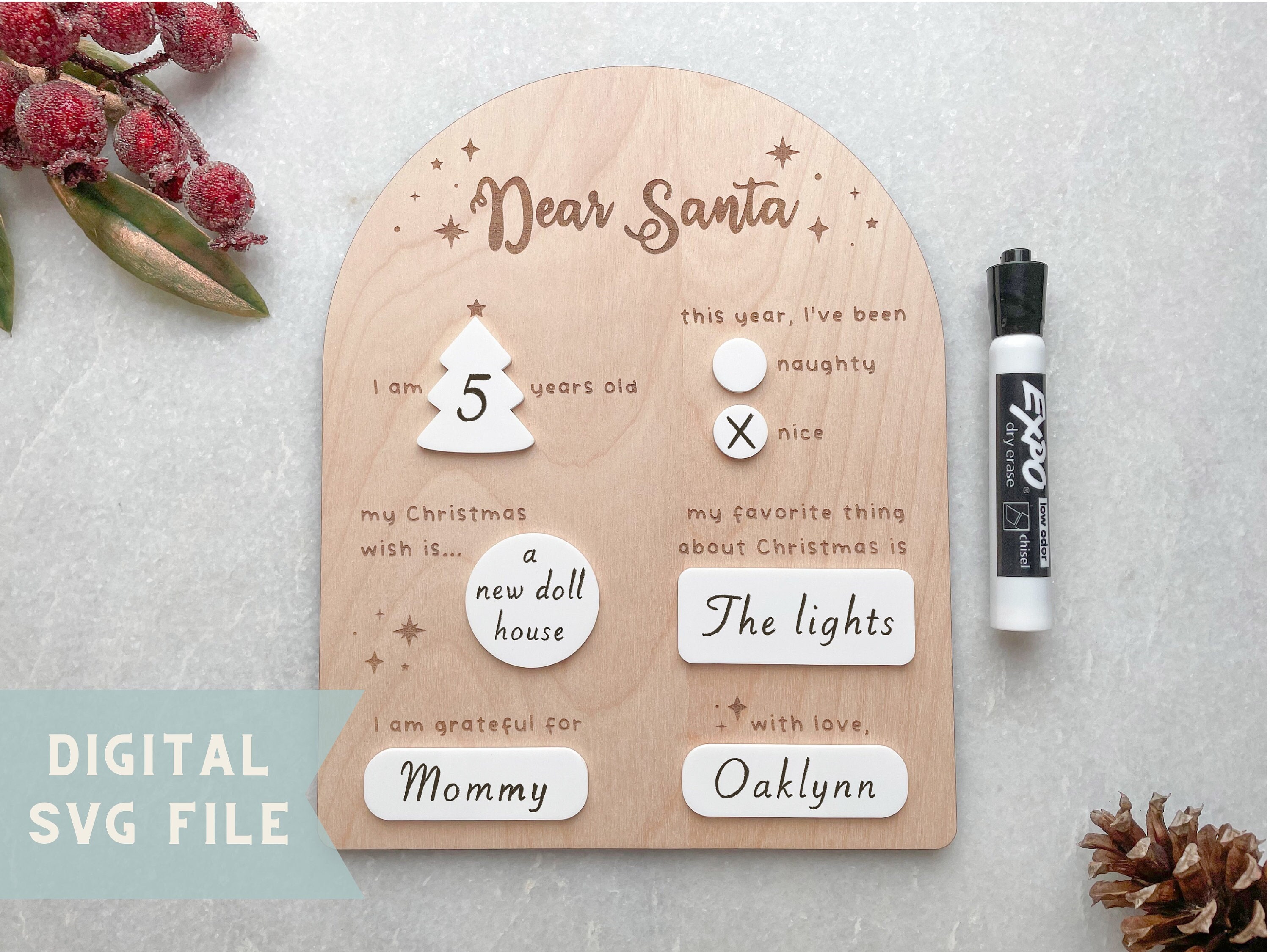 Dear Santa Sign SVG File Dry Erase Christmas Sign Dear Santa - Etsy