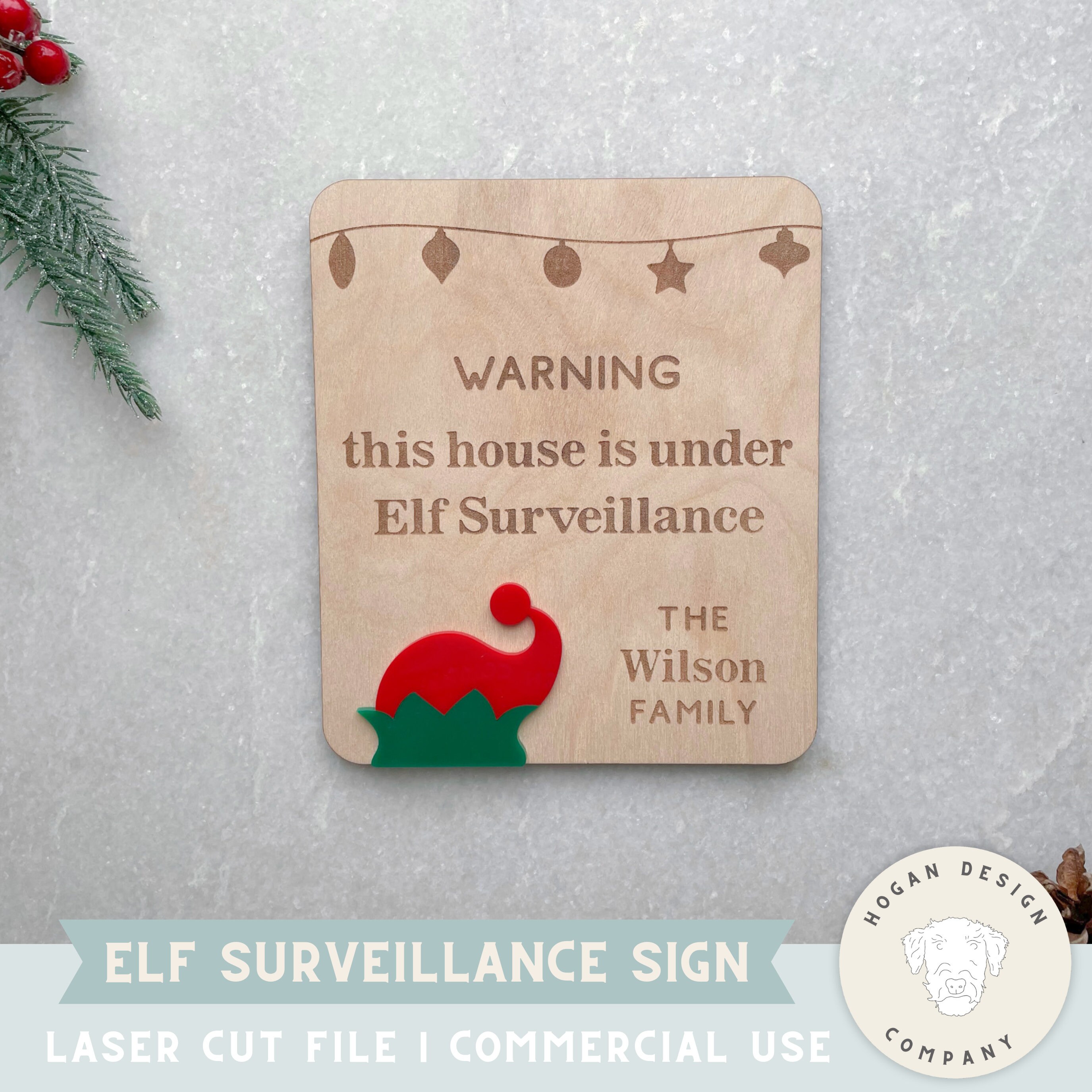 Elf Surveillance Sign SVG Laser Cut File for Glowforge | Christmas Elf ...