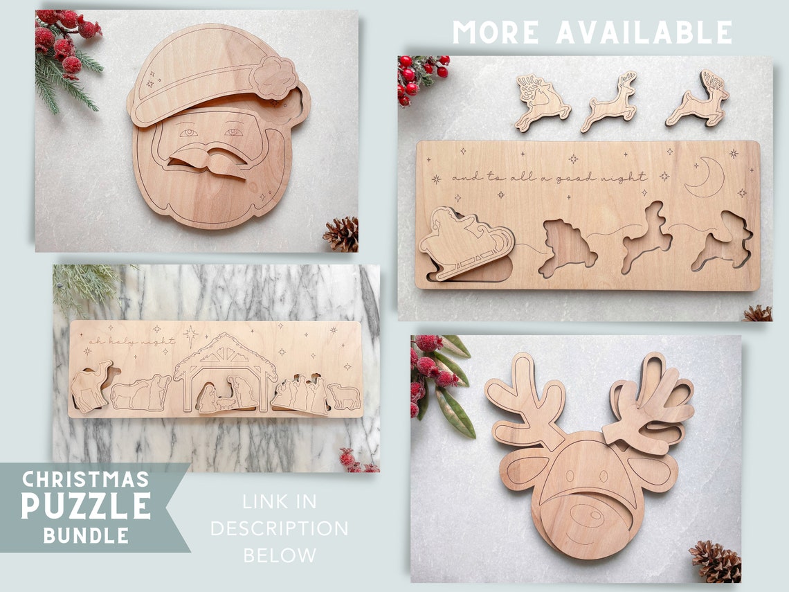 Reindeer Puzzle SVG File Christmas Puzzle Kids Puzzle - Etsy