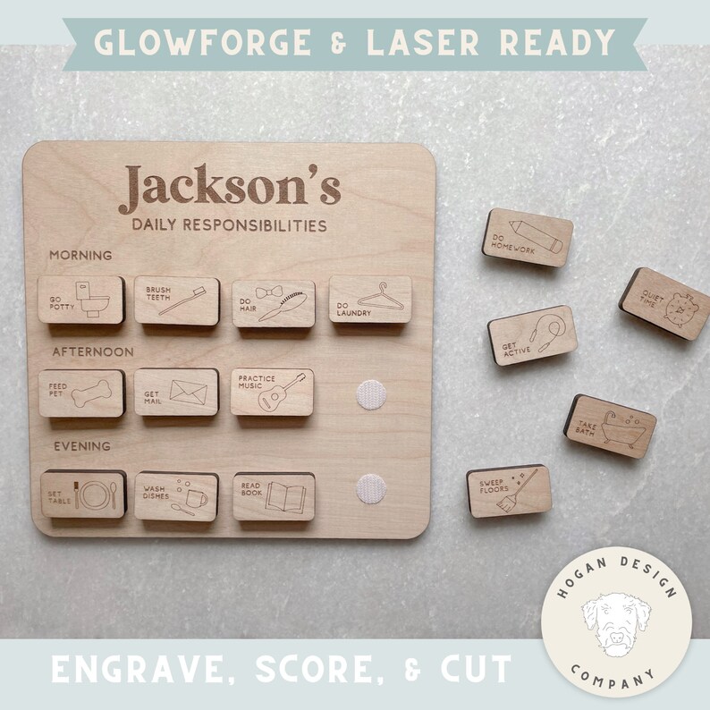 Responsibilities Board SVG Laser File Cut Digital File for Glowforge ...