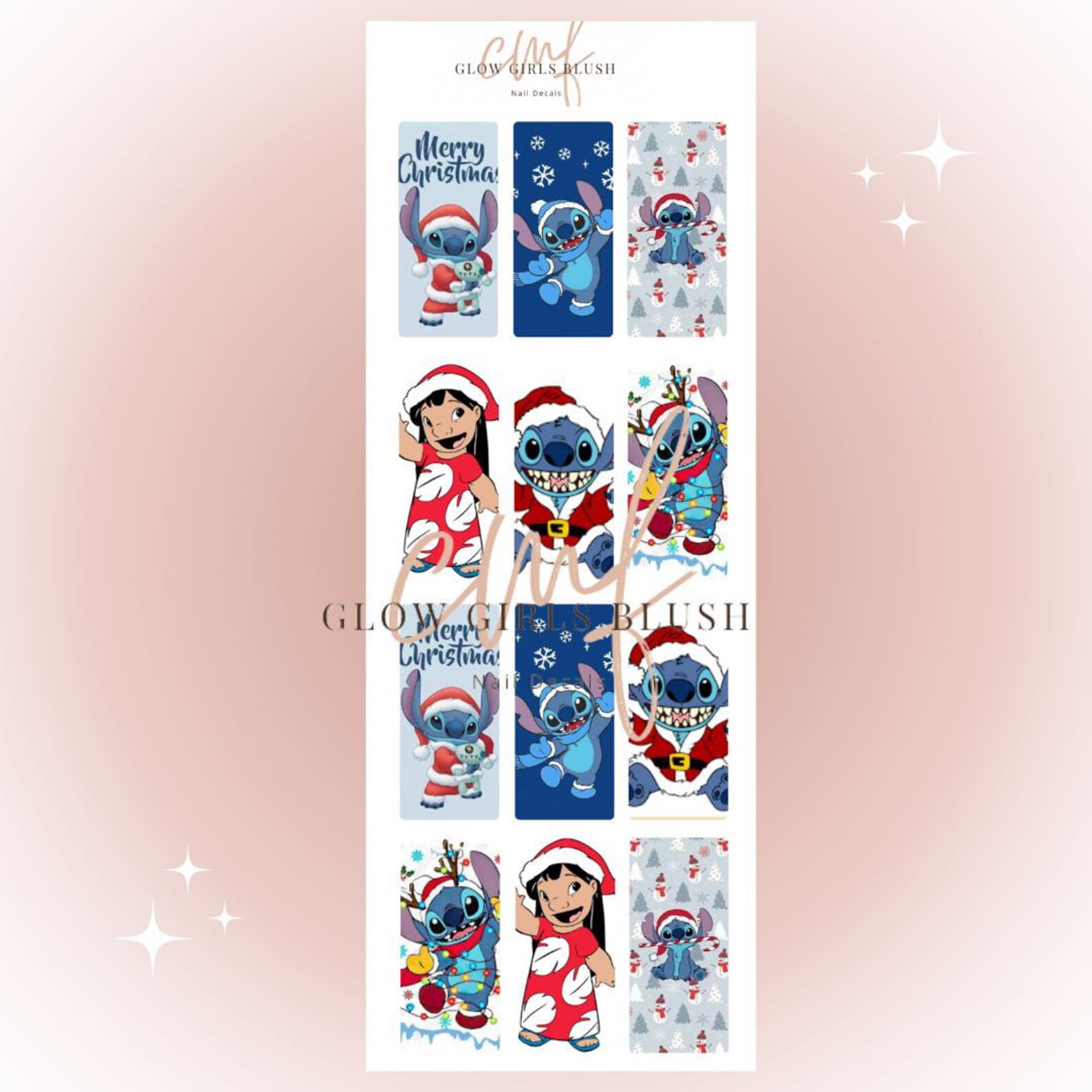 Stitch Christmas Nail Decals - Etsy