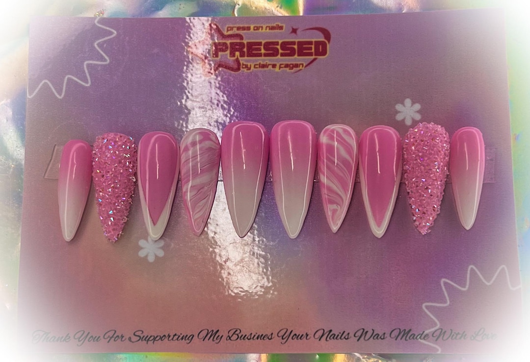 Pink Ombré Press on Nails - Etsy