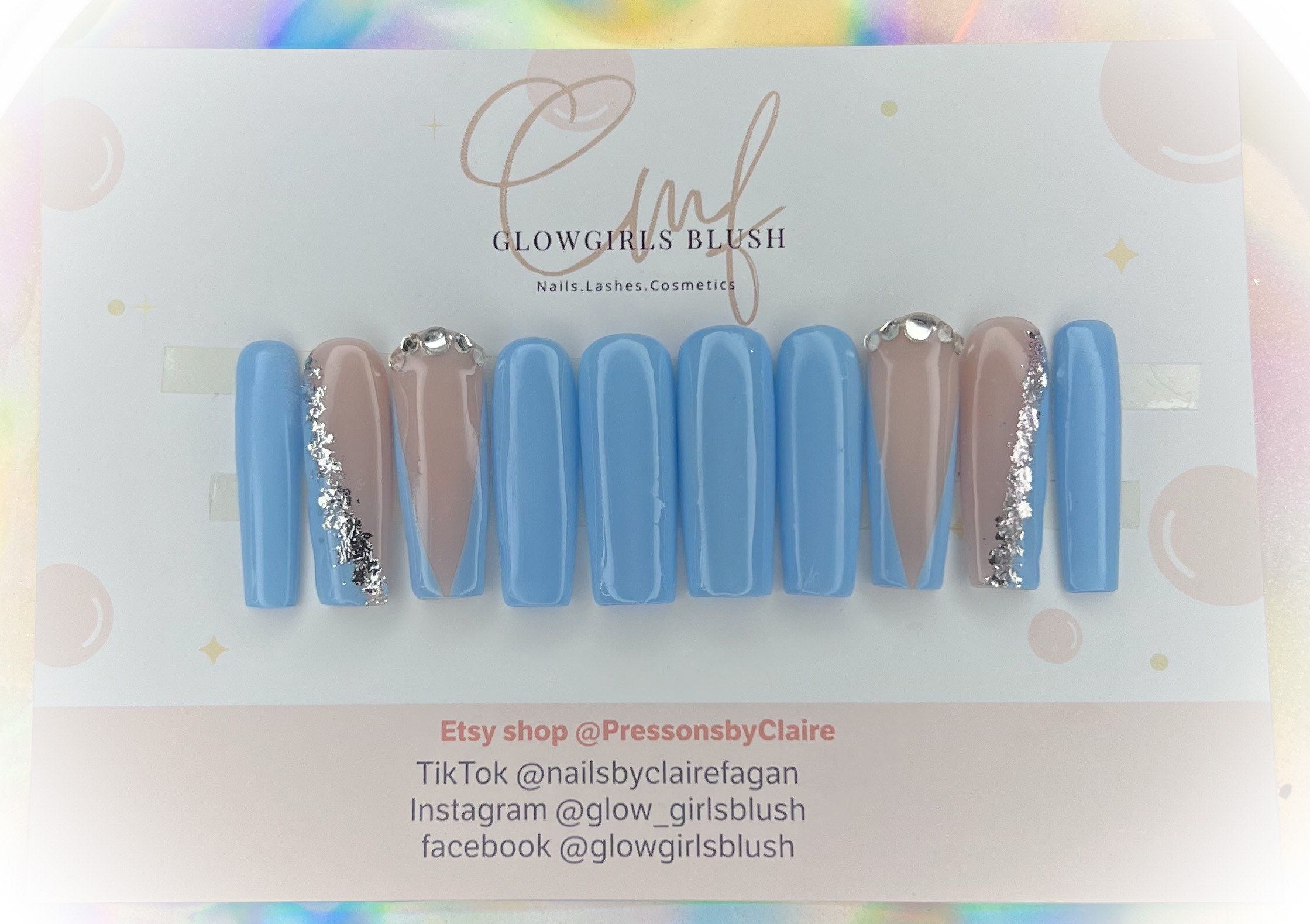 Press on Nails Baby Blue Spring - Etsy