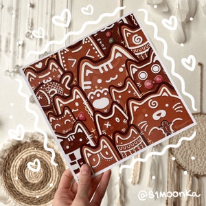 Bunch of Gingerbread Cats Art Print | Cute Art Prints | Cat ...