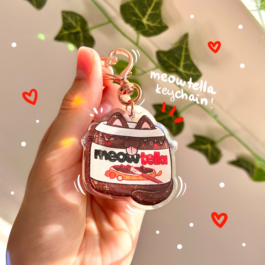 MEOWTELLA Acrylic Sparkly Keychain Glitter Keychain Cute Cat Keychain ...