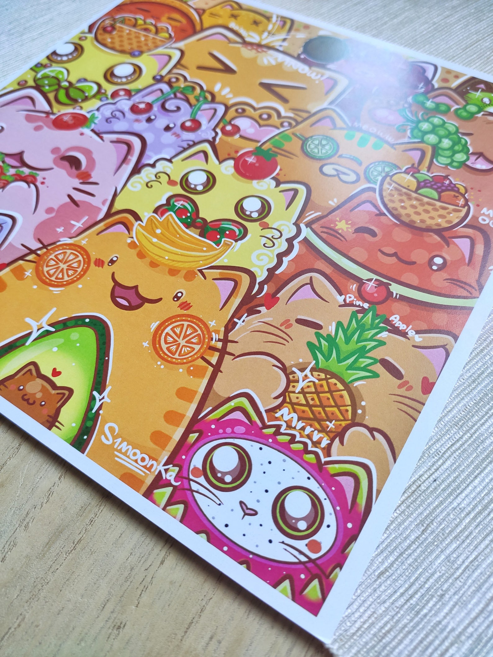 Bunch of Fruit Cats Art Print | Cute Art Prints | Cat Illustration ...