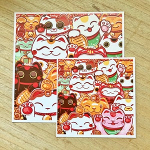 Bunch of Maneki Nekos Art Print | Cute Art Prints | Cat Illustration ...