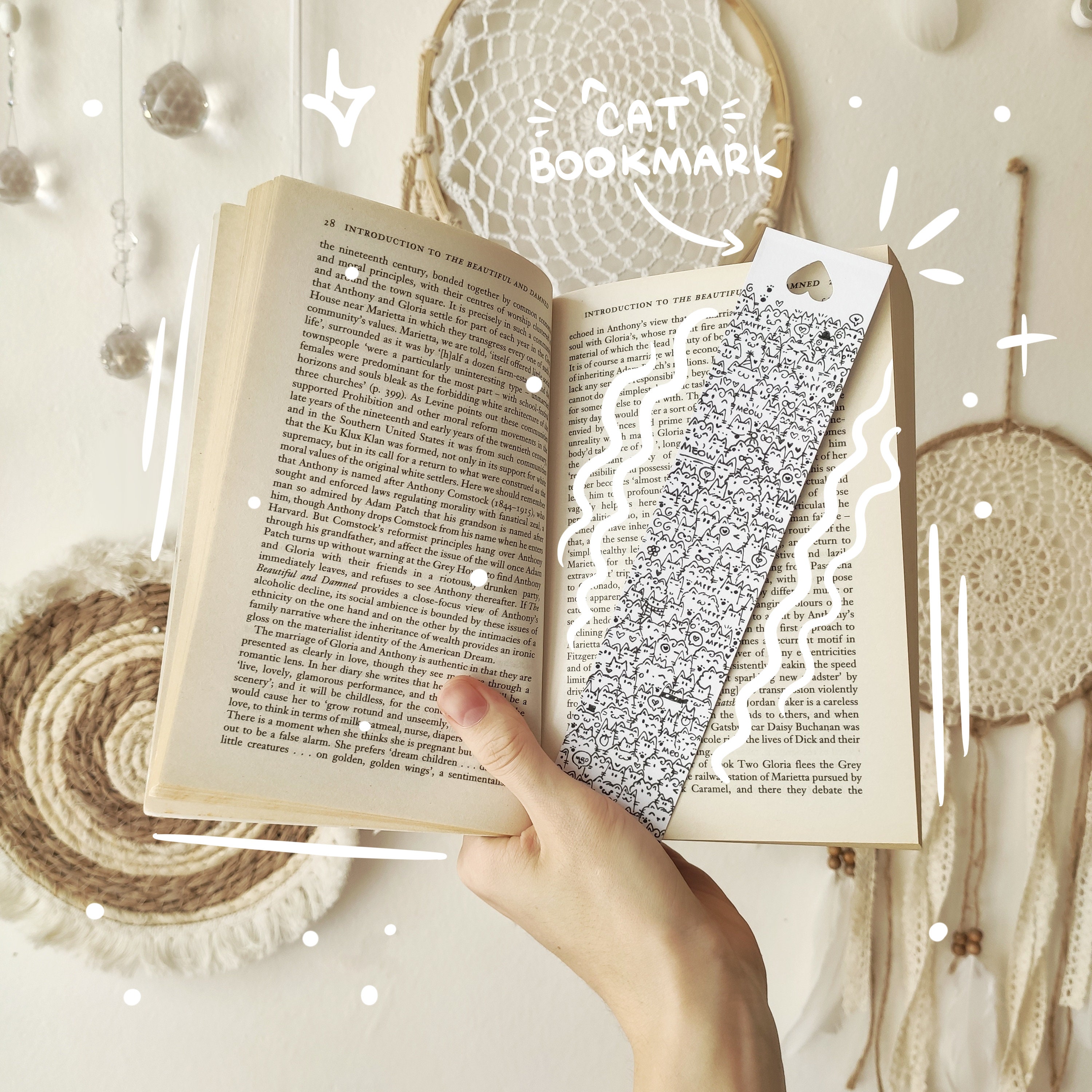 Handdrawn Cat Doodle Bookmark: Custom Paper Bookmark - Etsy