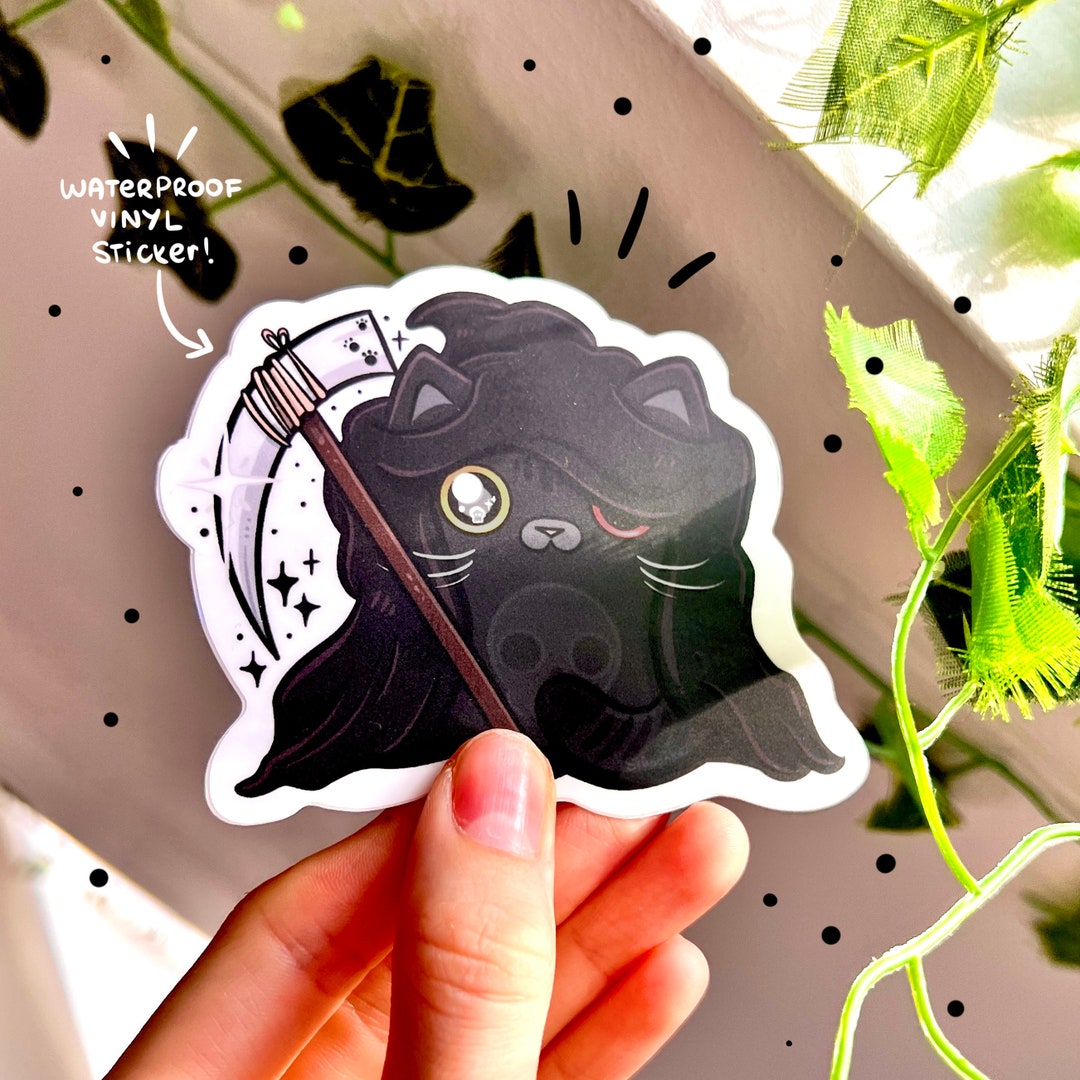 Reaper Cat Die-cut Waterproof Vinyl Sticker | Dark Art | Cute Cat ...