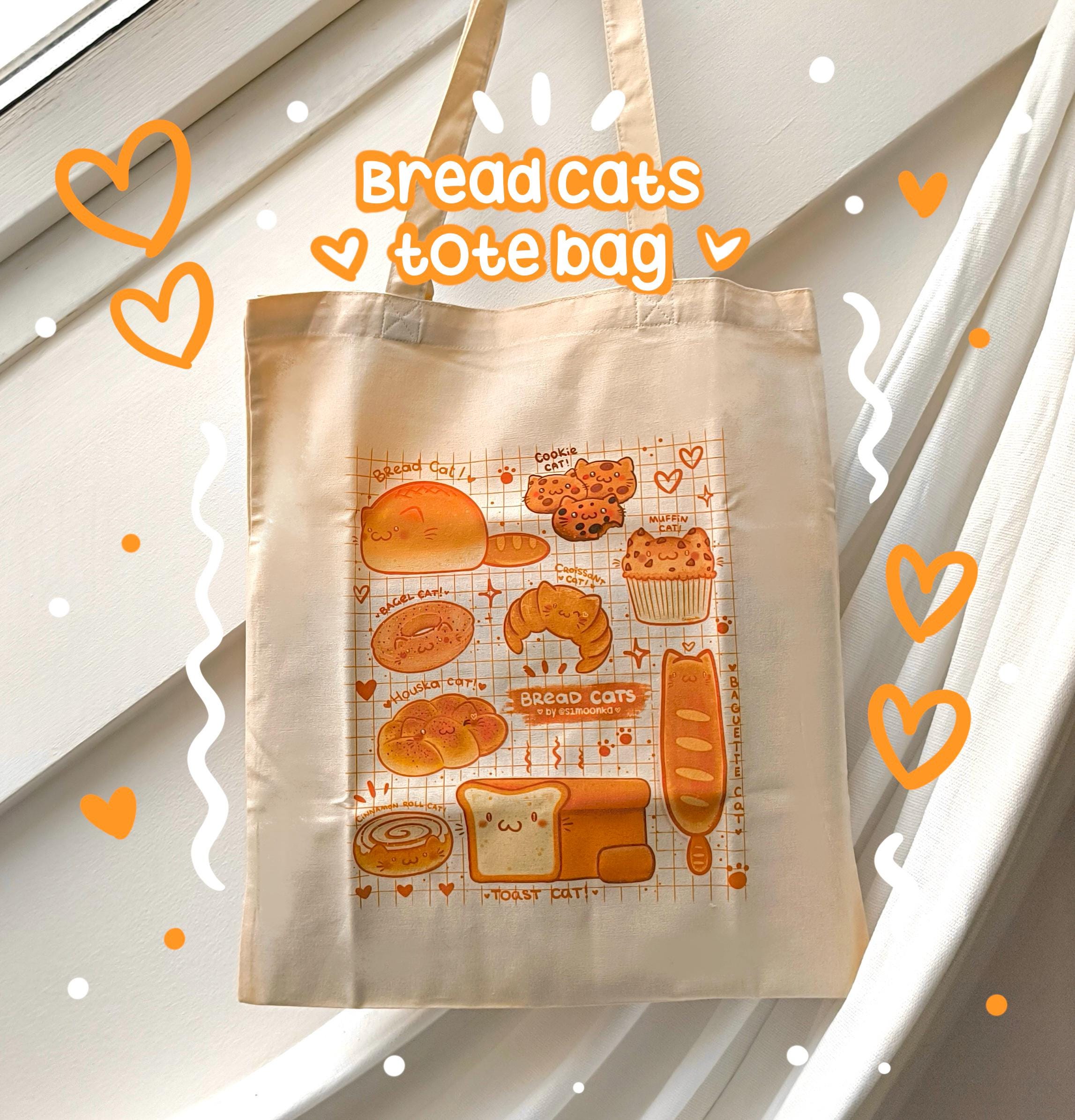 Bread Cats Tote Bag: Cotton Eco Shopping Bag - Etsy