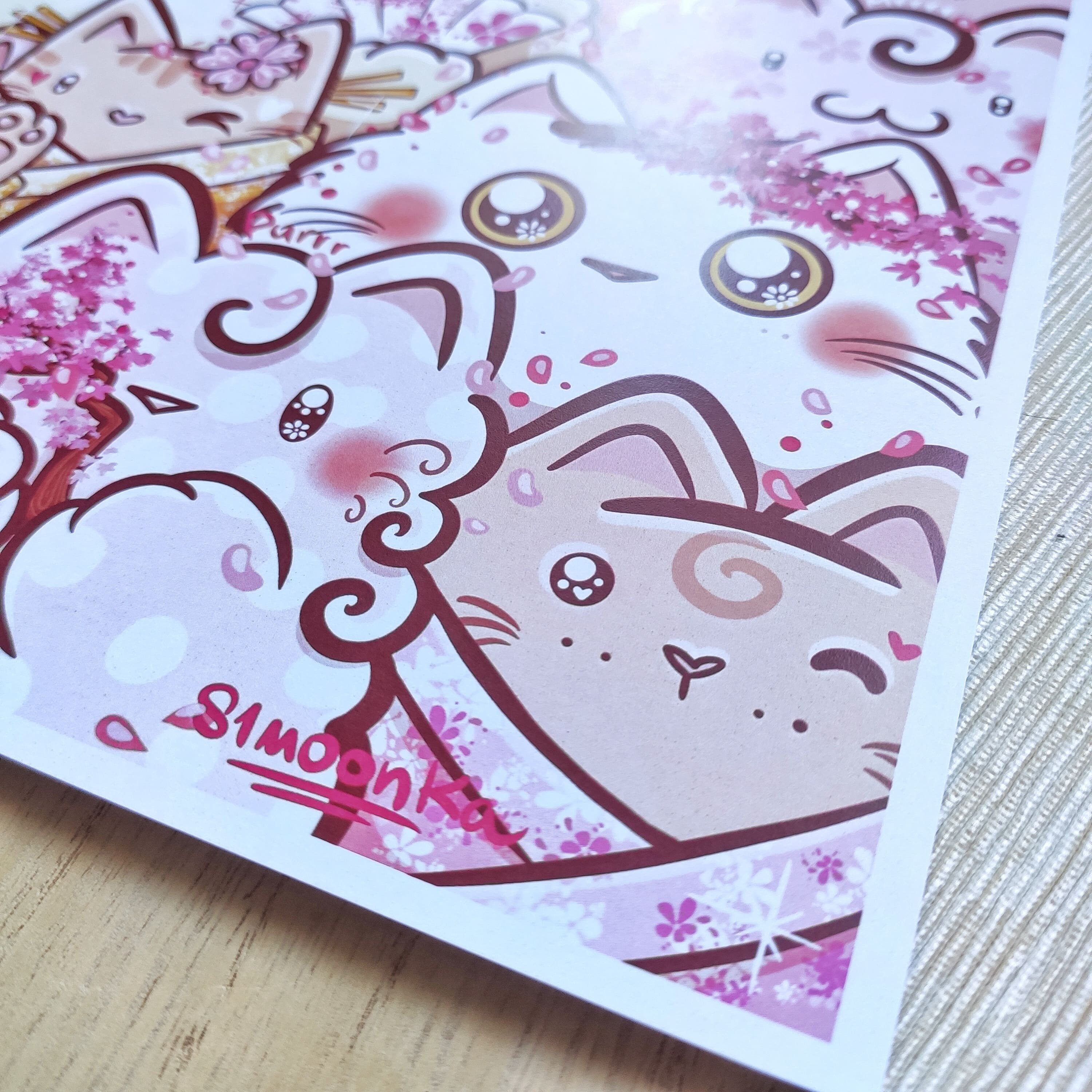 Bunch of Sakura Cats Art Print Cute Art Prints Cat - Etsy