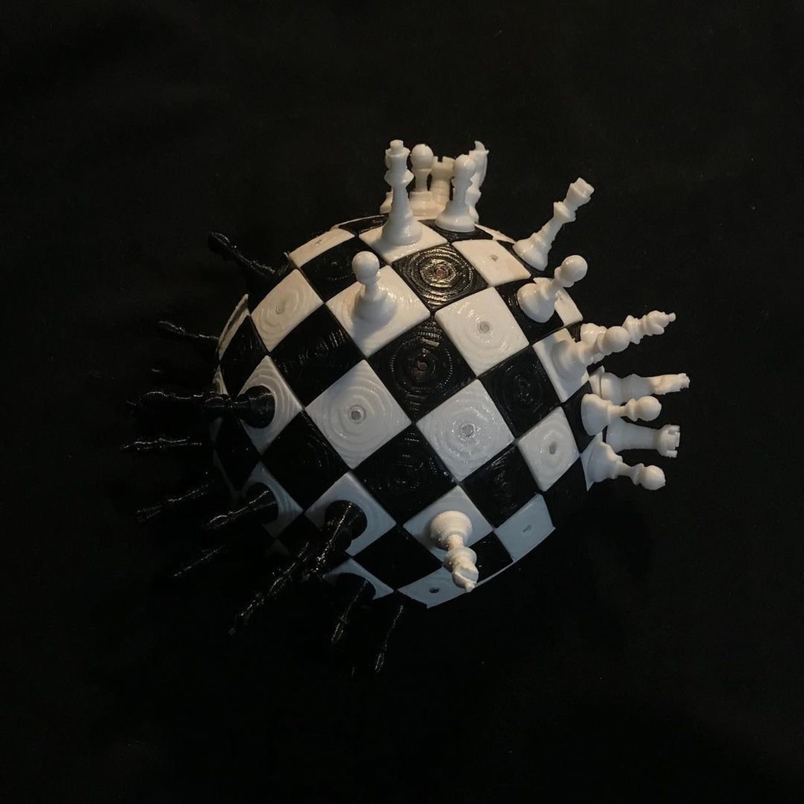 3D Printed Chess Set With Curved Board / Made From Organic PLA Plastic ...
