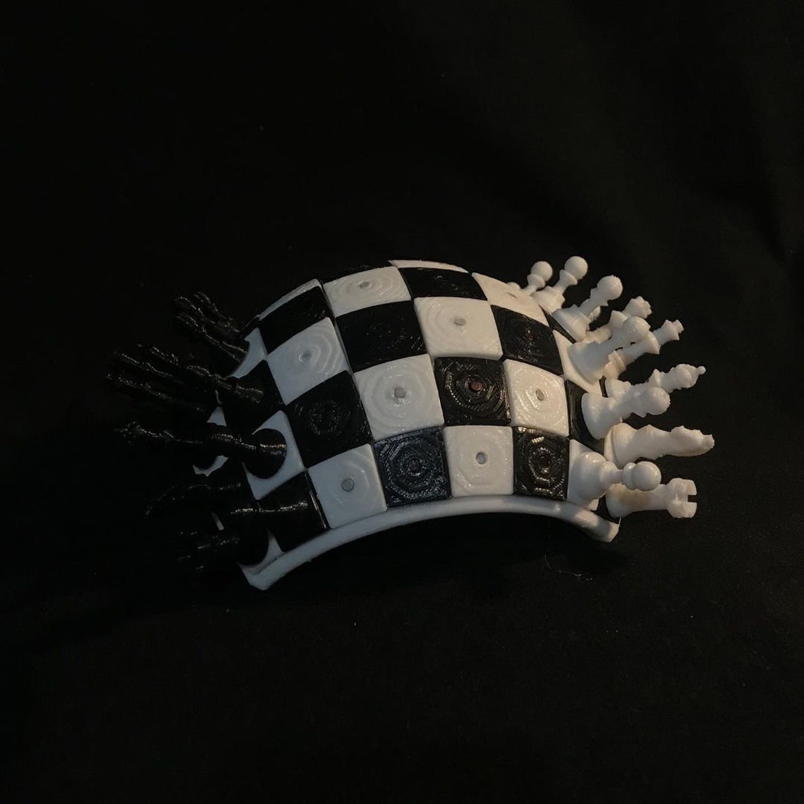 3D Printed Chess Set With Curved Board / Made From Organic PLA Plastic ...