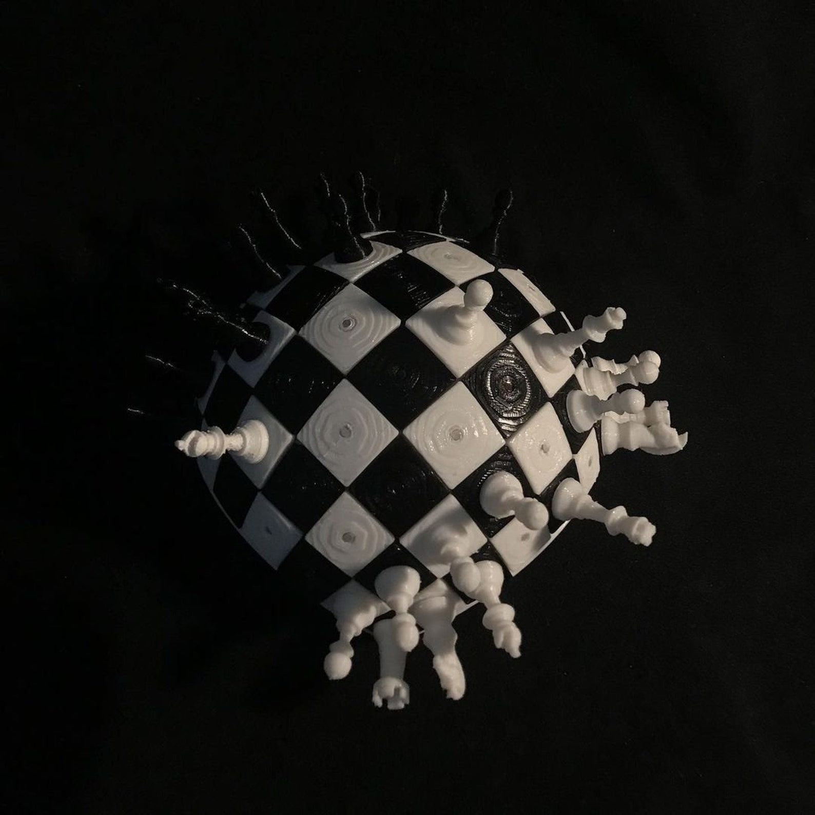 3D Printed Chess Set With Curved Board / Made From Organic PLA Plastic ...