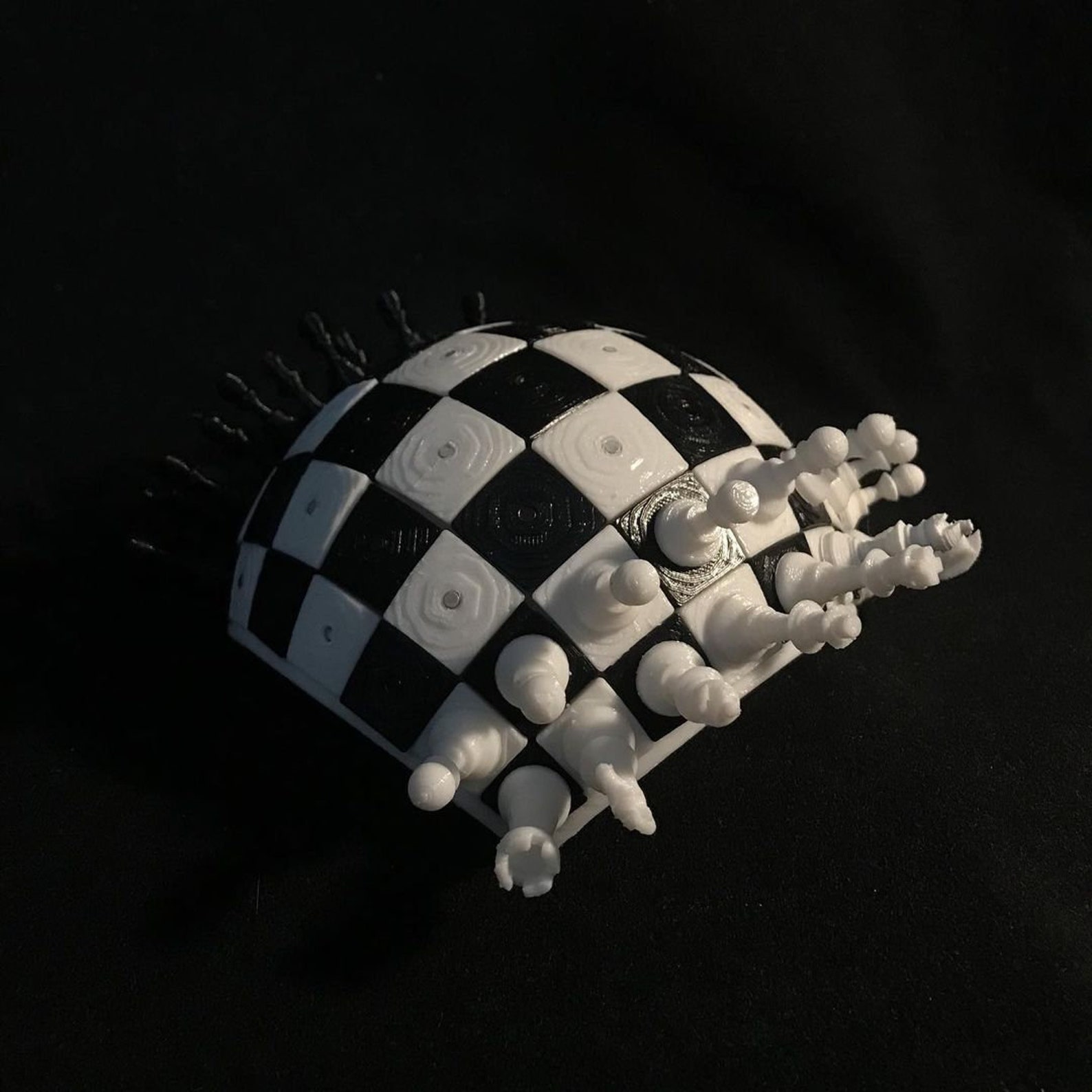 3D Printed Chess Set With Curved Board / Made From Organic PLA Plastic ...