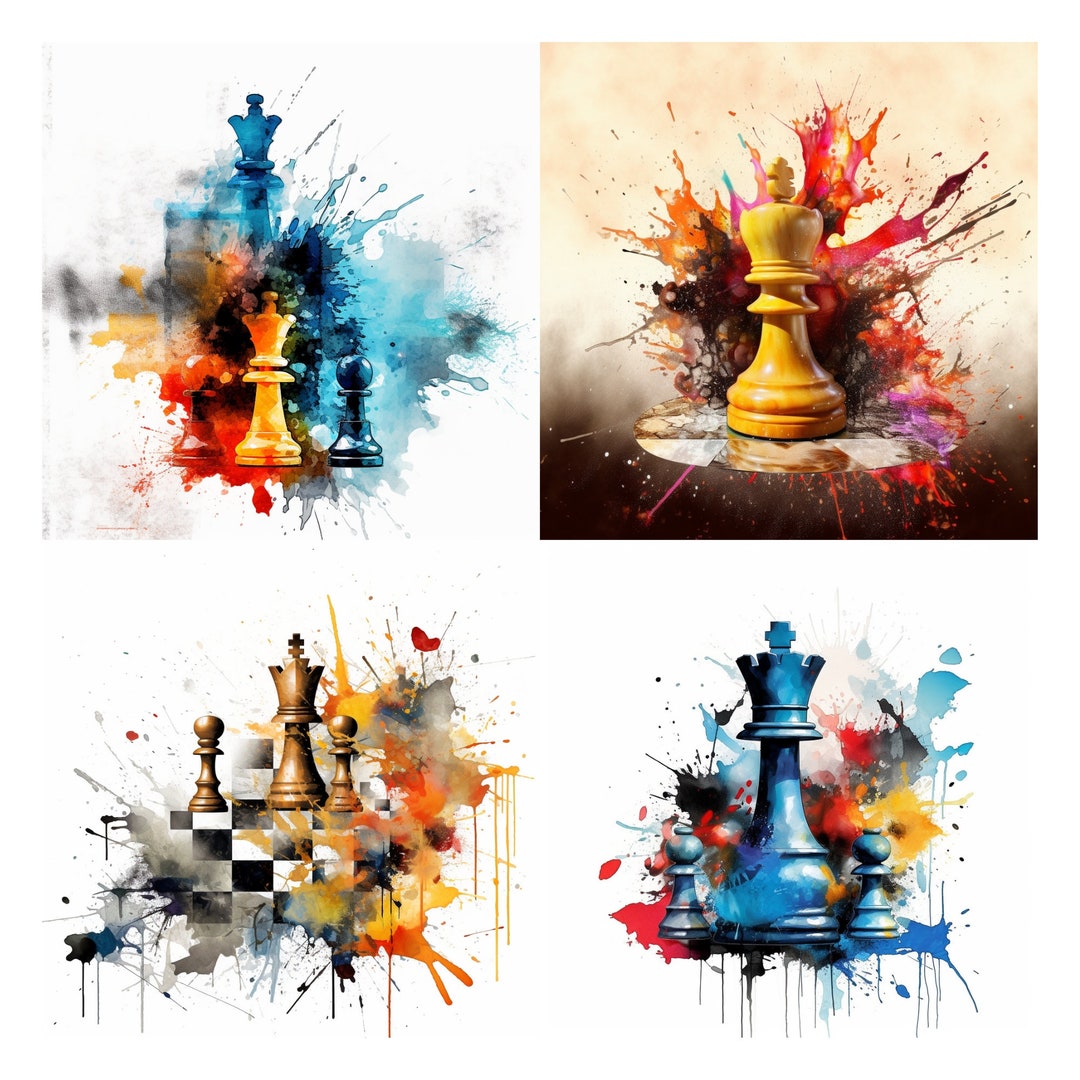 Abstract Chess Splatter Effect, Digital Chess Queen Art Print, Perfect ...