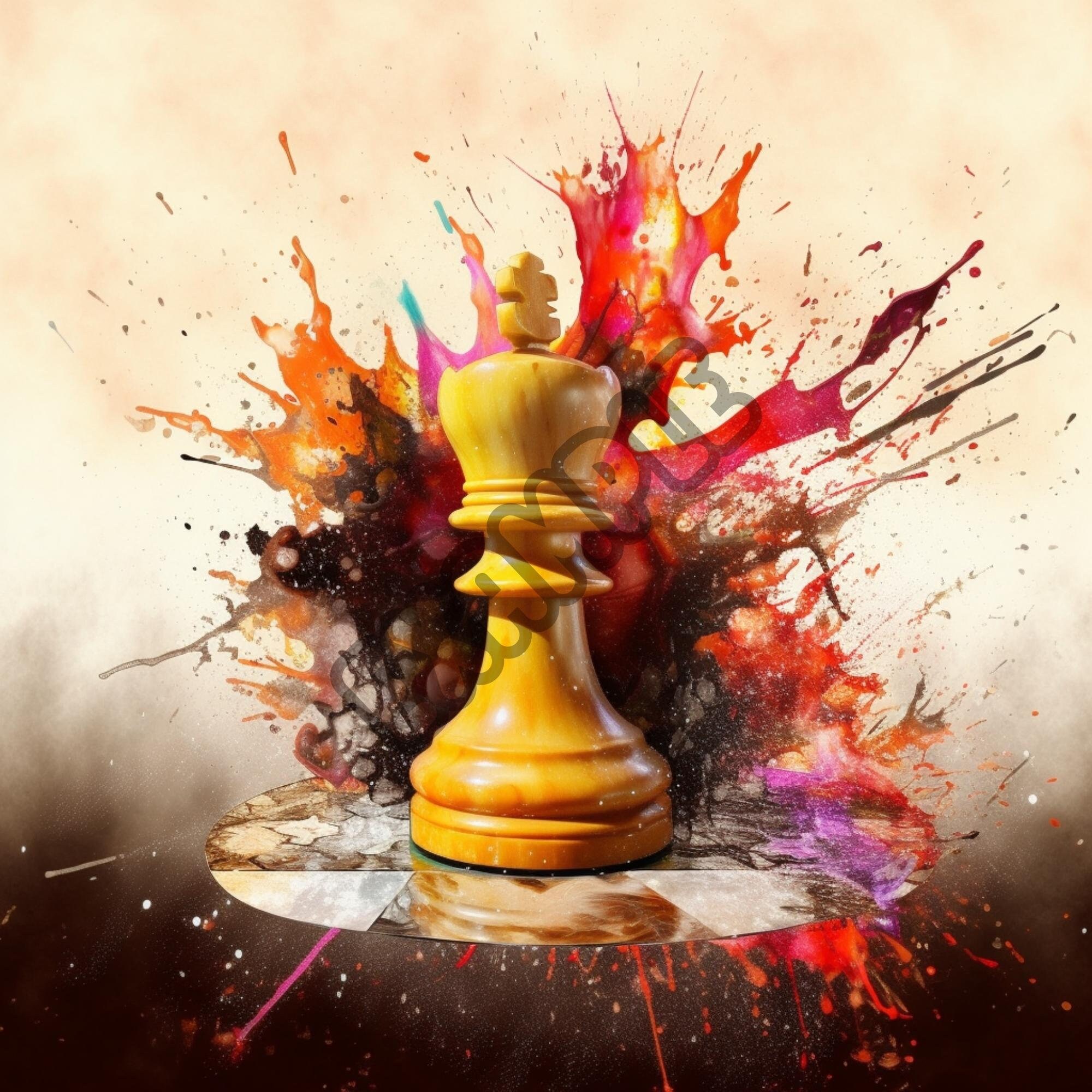 Abstract Chess Splatter Effect, Digital Chess Queen Art Print, Perfect for Chess Lovers, Chess ...