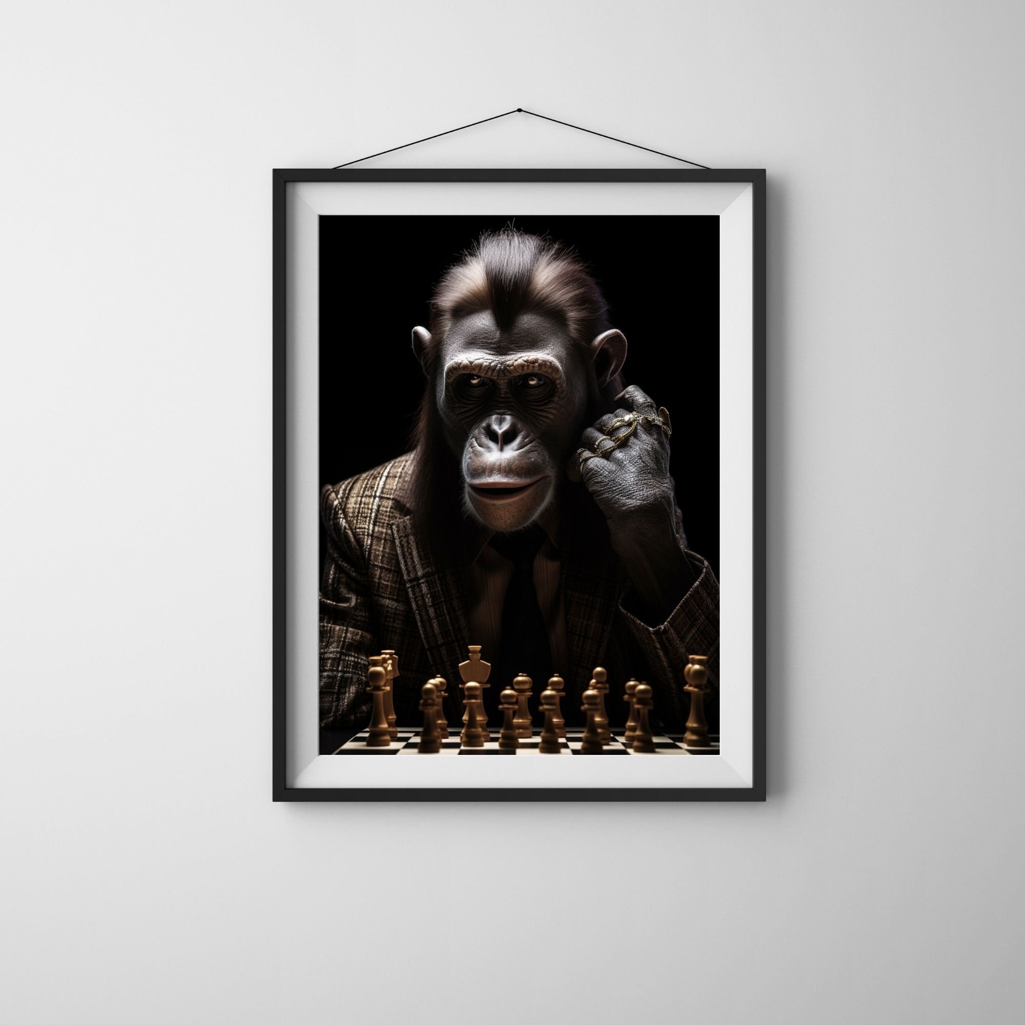 Well Dressed Monkey Play Chess Chess Printable Art, Animal Poster Print ...