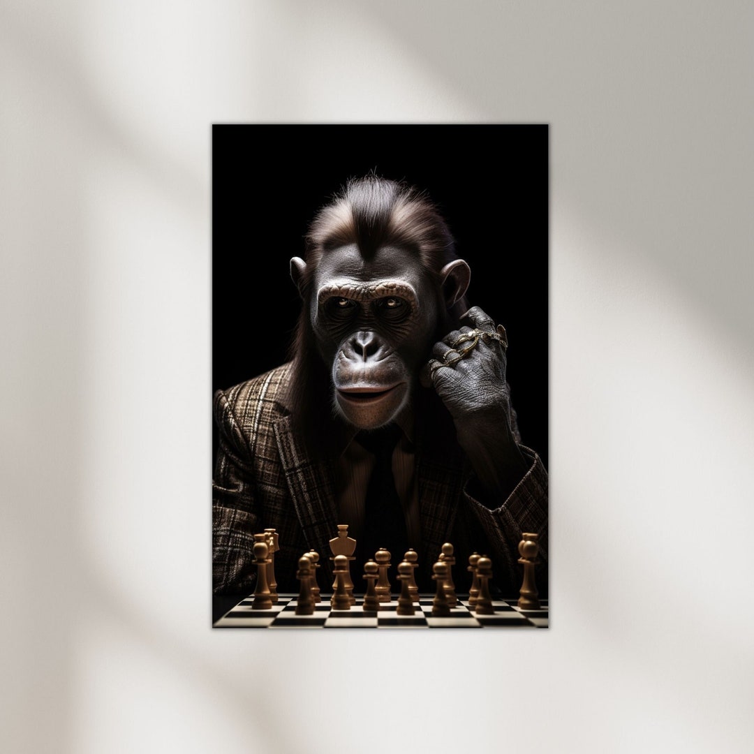 Well Dressed Monkey Play Chess Chess Printable Art, Animal Poster Print ...