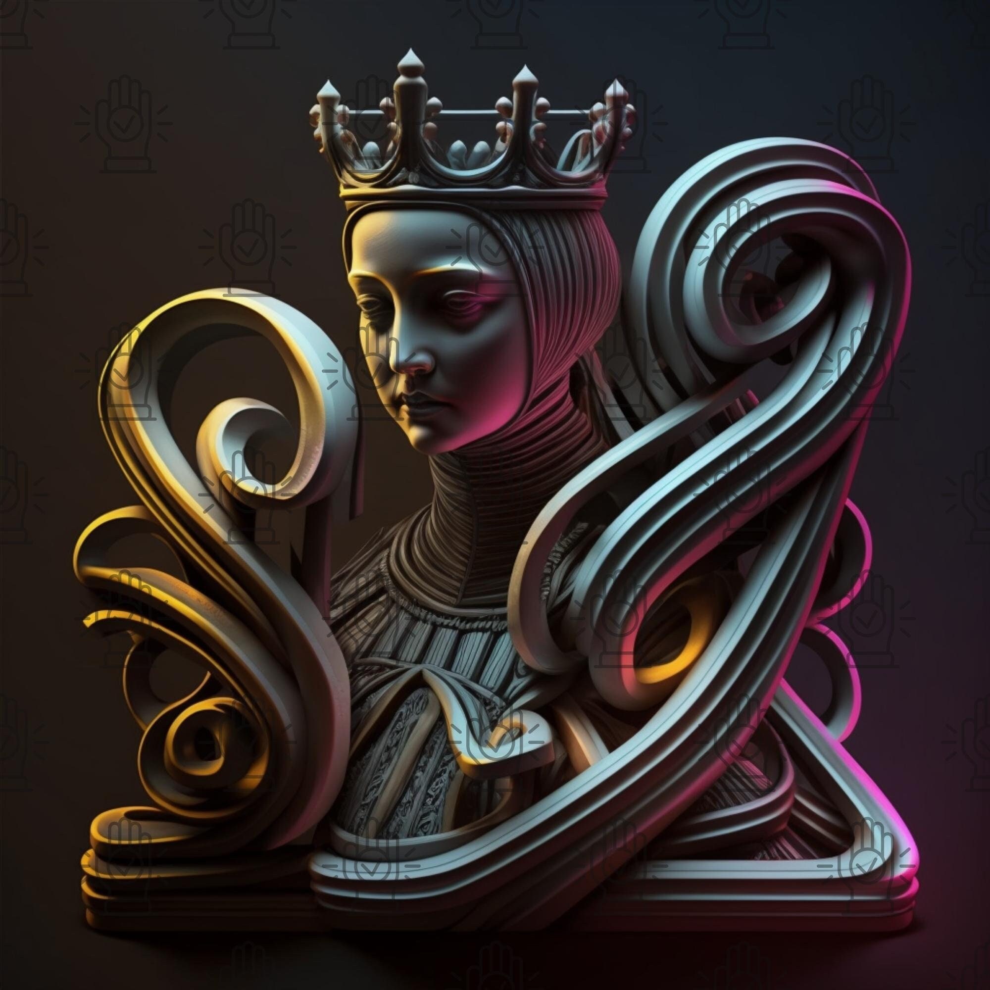 Modern Abstract Chess Queen Digital Chess Queen Art Print - Etsy