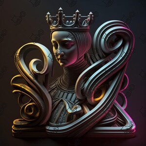 Modern Abstract Chess Queen Digital Chess Queen Art Print - Etsy