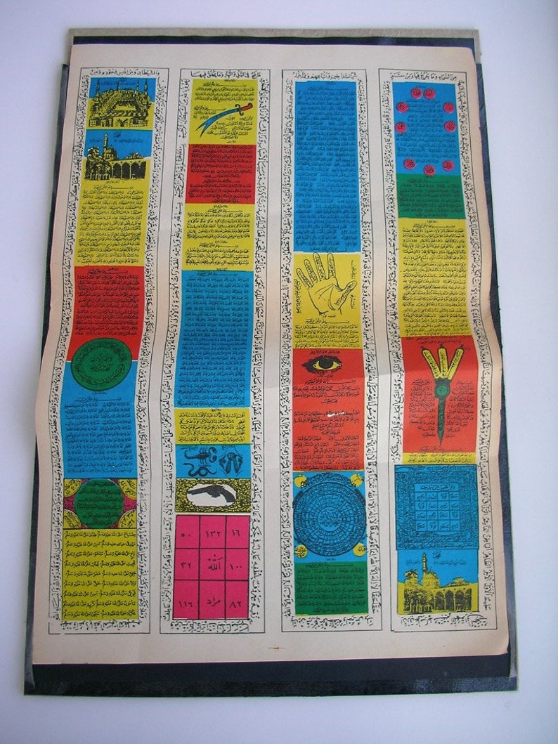 Old Printed Turkish Arabic Islamic Magic Magical Charm Havass Talisman ...