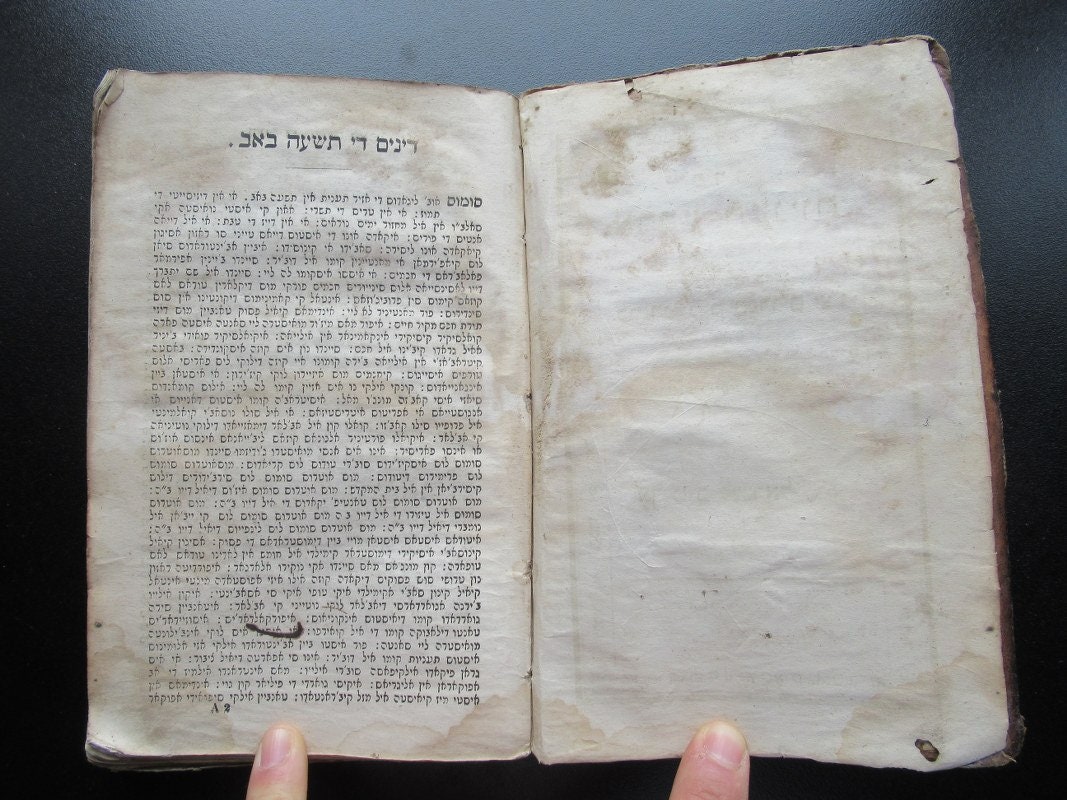 Hebrew Old Printed Antique Judaica Jewish Fasting Taaniyot Prayer Book ...