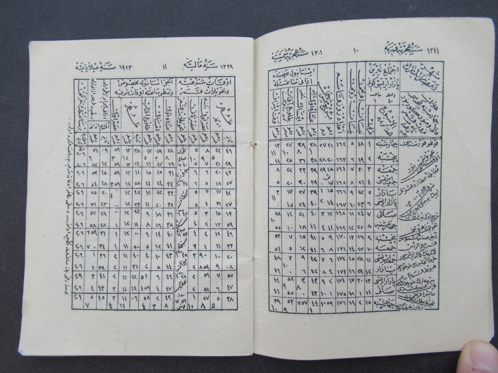 Ottoman Turkish Calendar Book, Islamic Old Printed in Arabic Letters ...