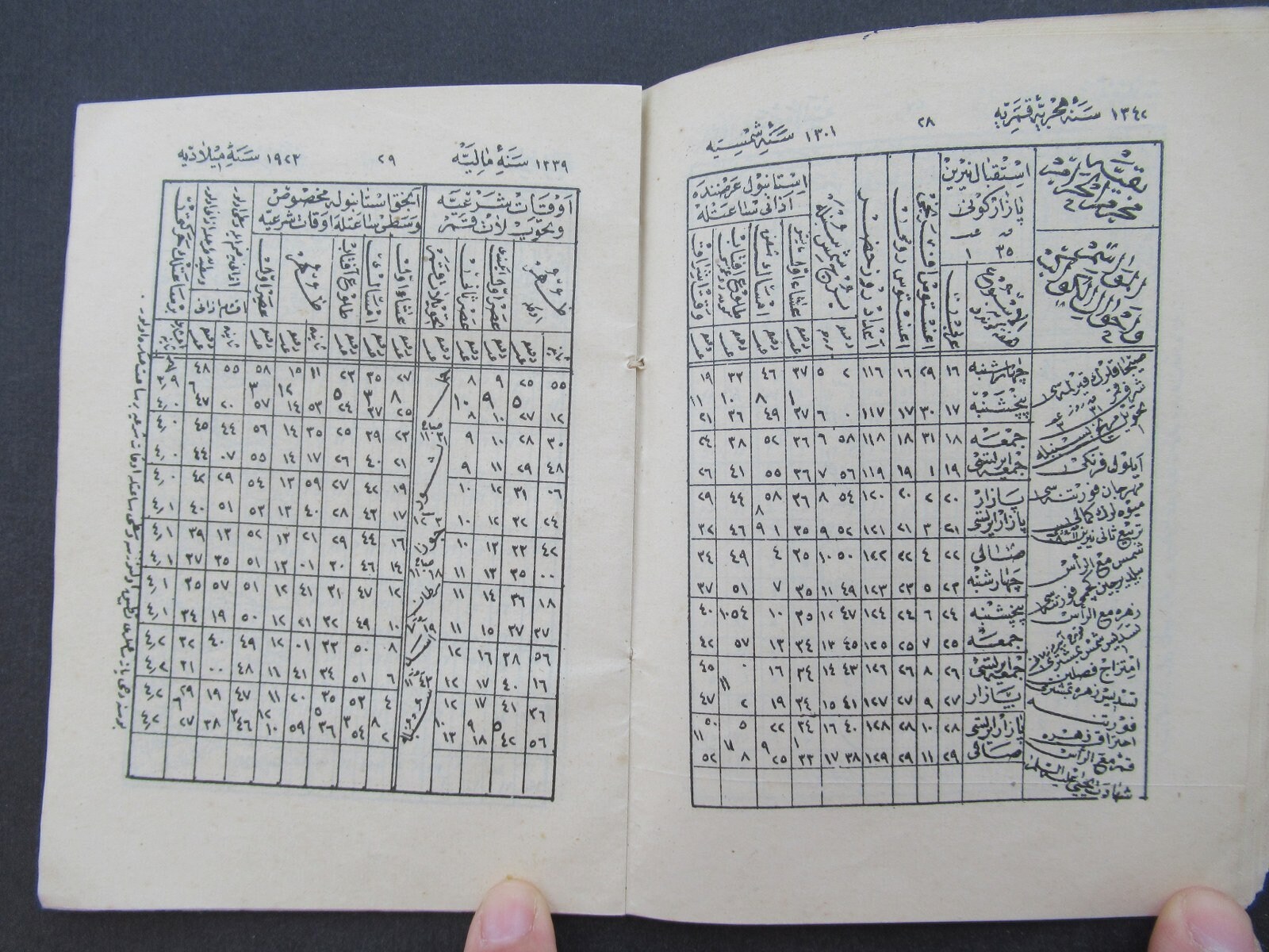 Ottoman Turkish Calendar Book, Islamic Old Printed in Arabic Letters ...