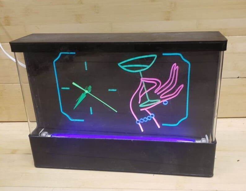 Vintage 80s MARTINI Gemini Nuon-klocks Neon Blacklight Clock - Etsy
