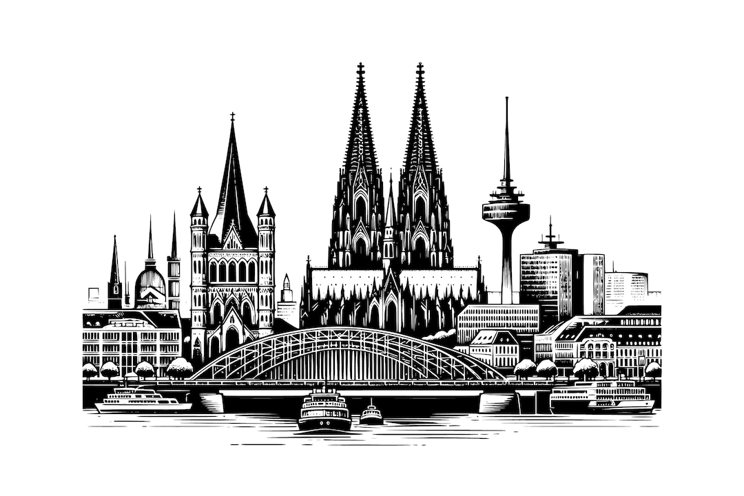 Cologne Skyline Vector Graphic – Digital File for Engraving, Plotting ...