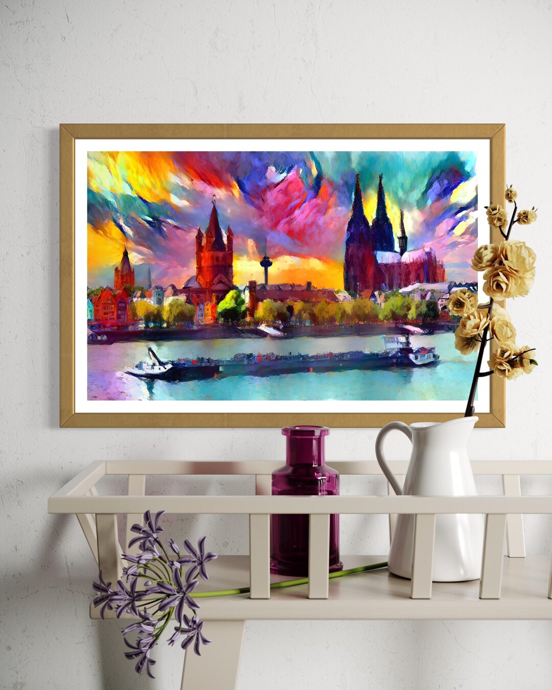 Cologne Skyline in a Riot of Color - Art Print From Our Series COLORFUL ...