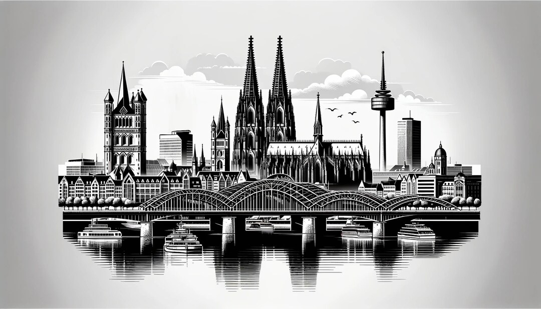 Cologne Skyline Graphic PNG SVG on White and Without Background - Etsy
