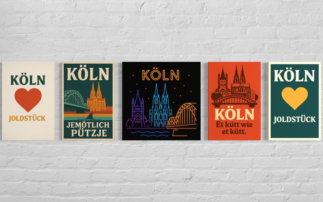 5 Digital Cologne Posters / Graphics – Retro Kölsch Design for Download ...