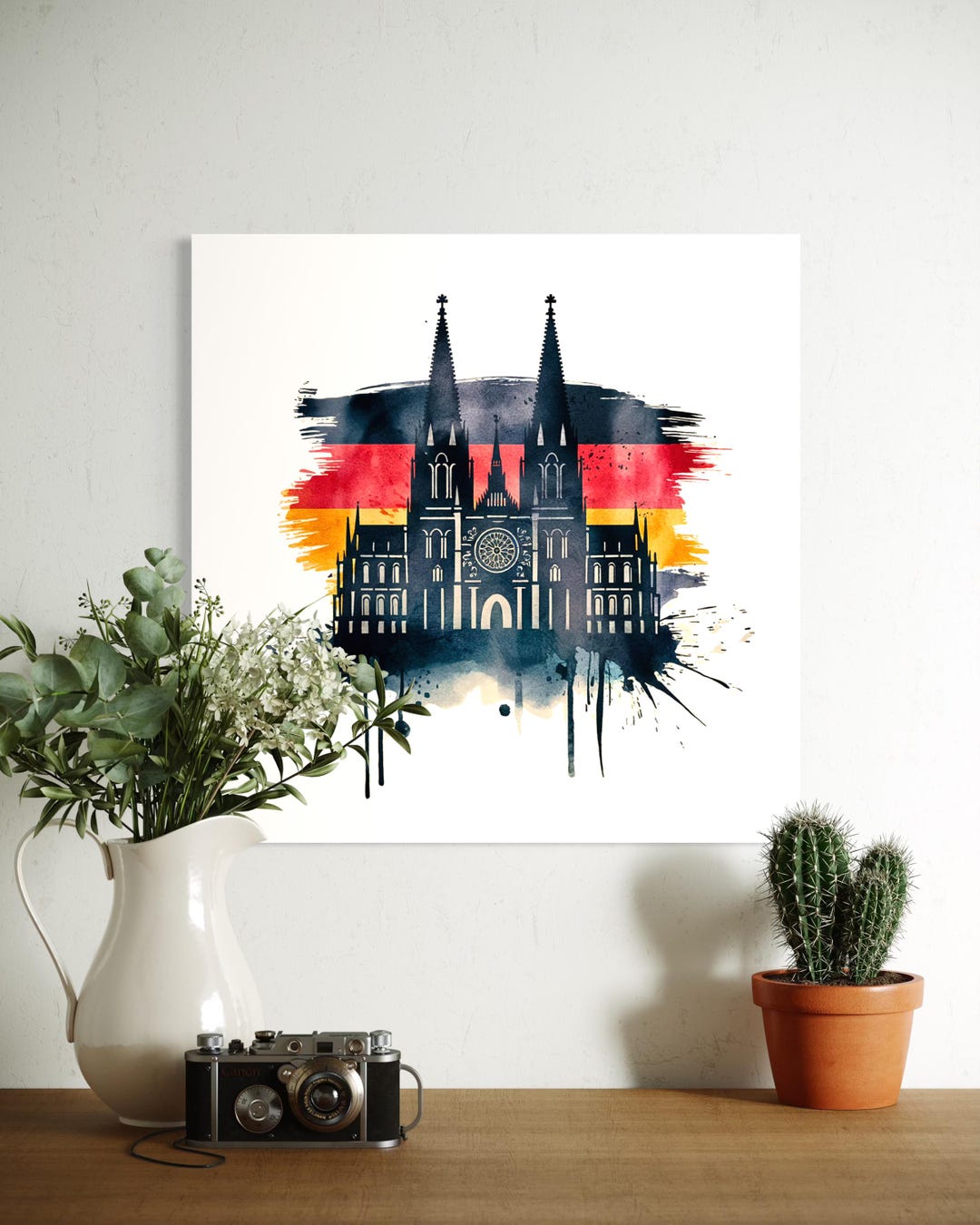 Cologne Cathedral Germany Flag Watercolor Digital Print Skyline Poster ...