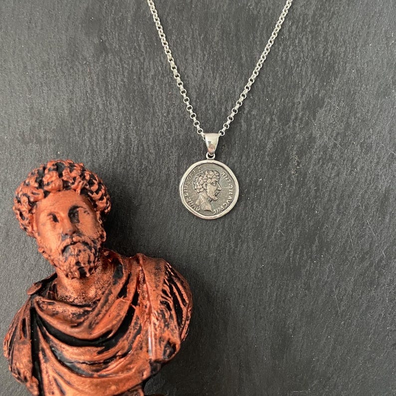 Marcus Aurelius Silver Coin Necklace – Stoic Philosophy Jewelry ...