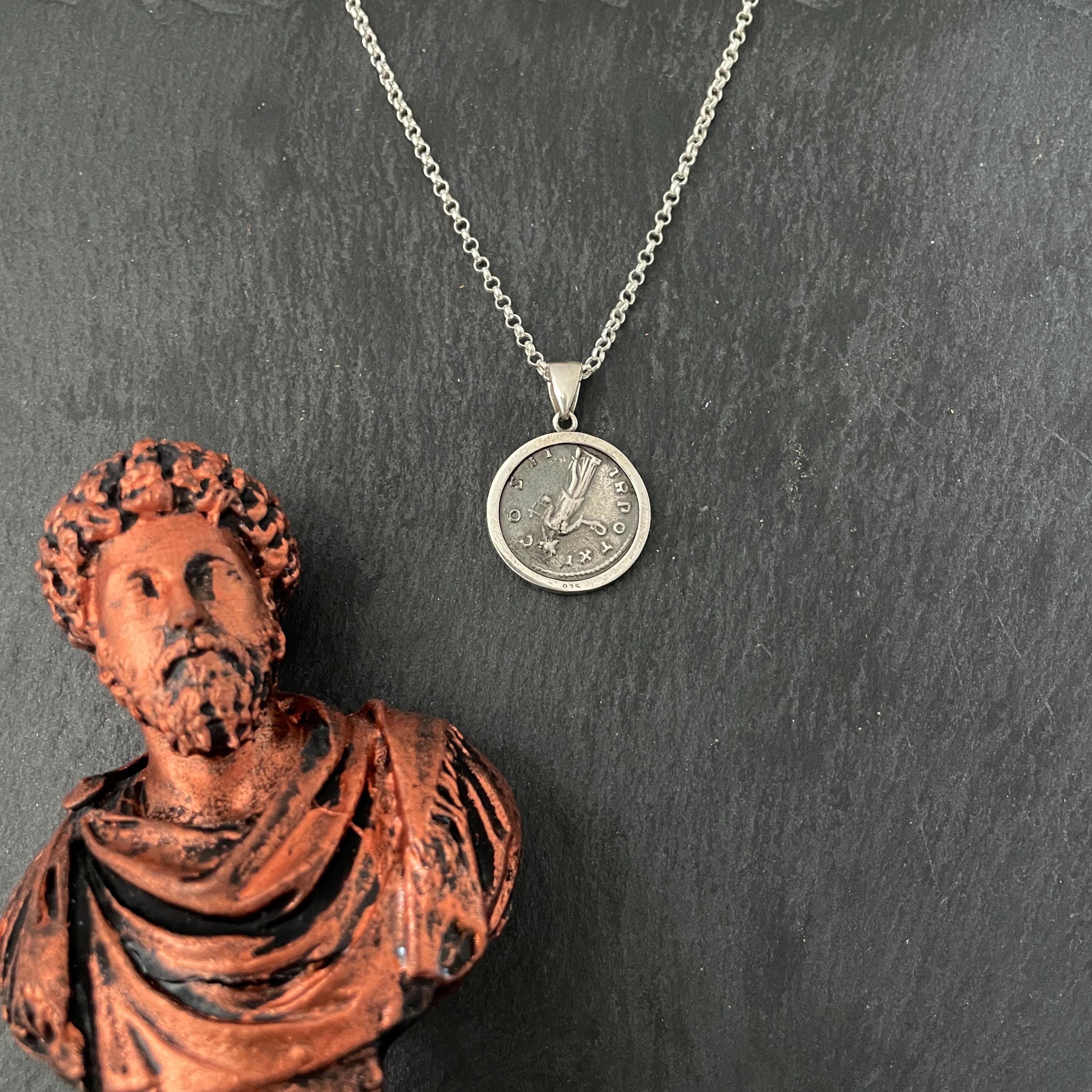 Marcus Aurelius Silver Coin Necklace – Stoic Philosophy Jewelry ...