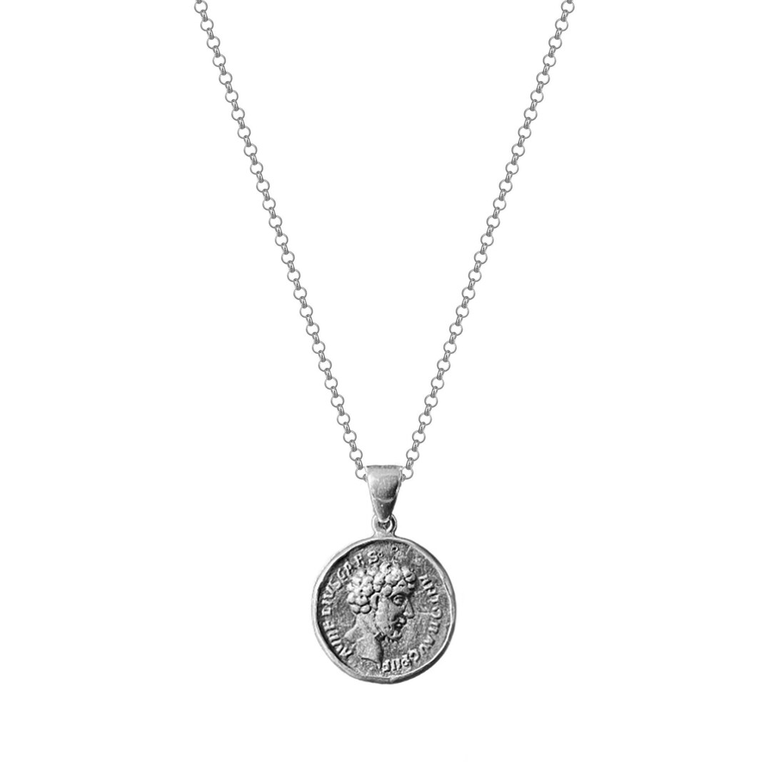 Marcus Aurelius Silver Coin Necklace - Etsy