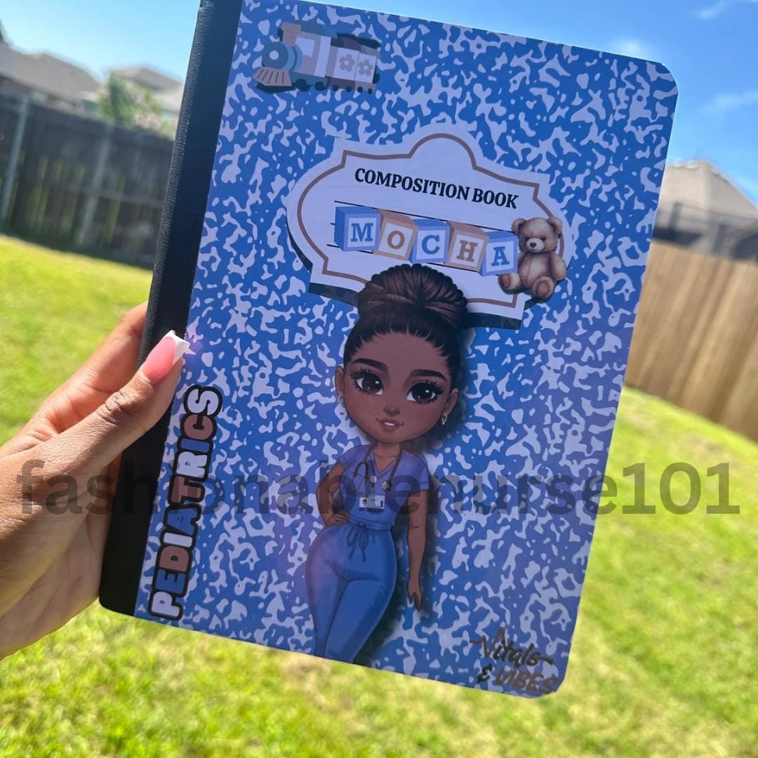 Custom Cartoon Nurse Composition Notebook, Personalized Name Notebooks ...
