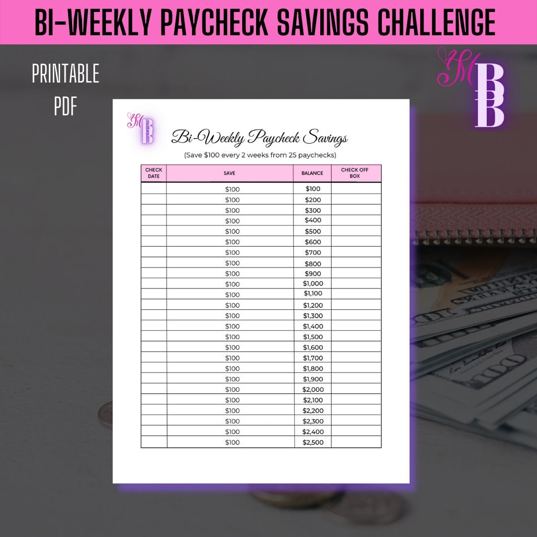 Printable Bi Weekly Savings Chart