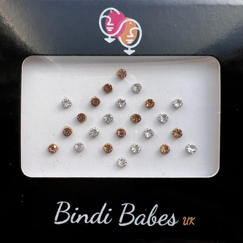 24pack Small Round Circle Gold & Silver Reusable Bindis for Indian Wear ...