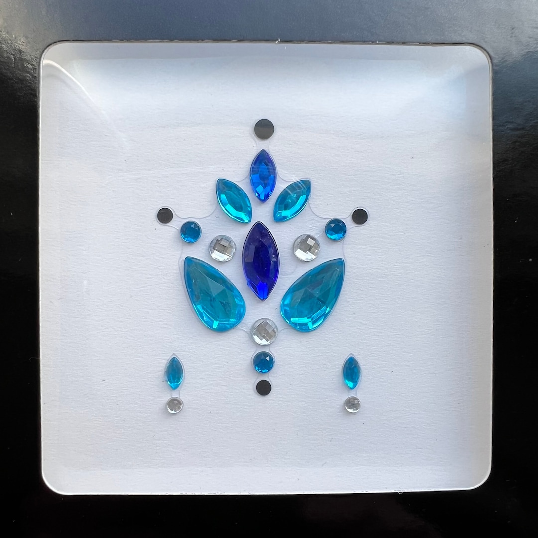 Blue Shades Stick on Face & Body Crystal Gems for Party, Festival and ...