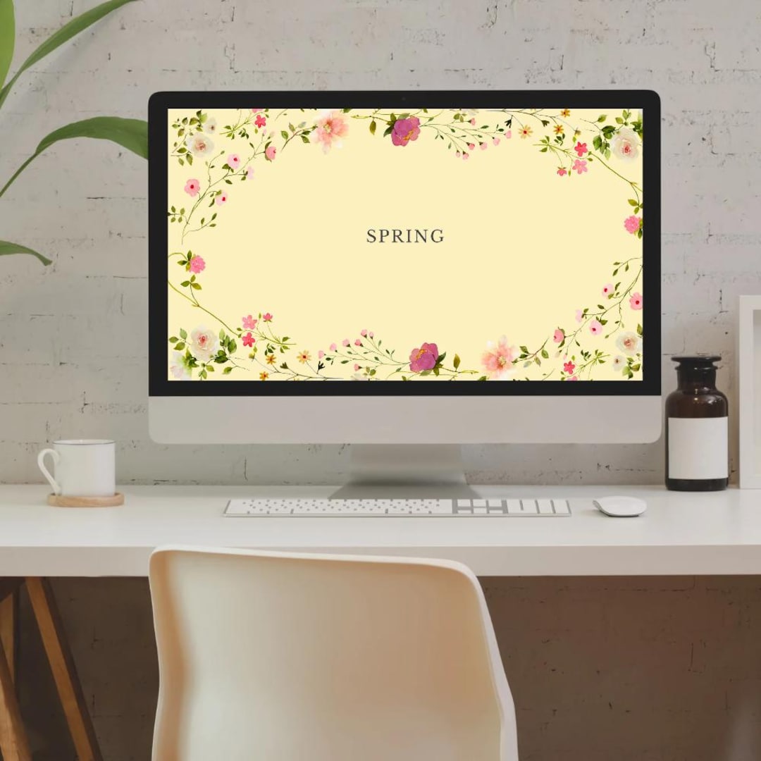 Minimal Floral Spring Desktop Wallpaper - Etsy