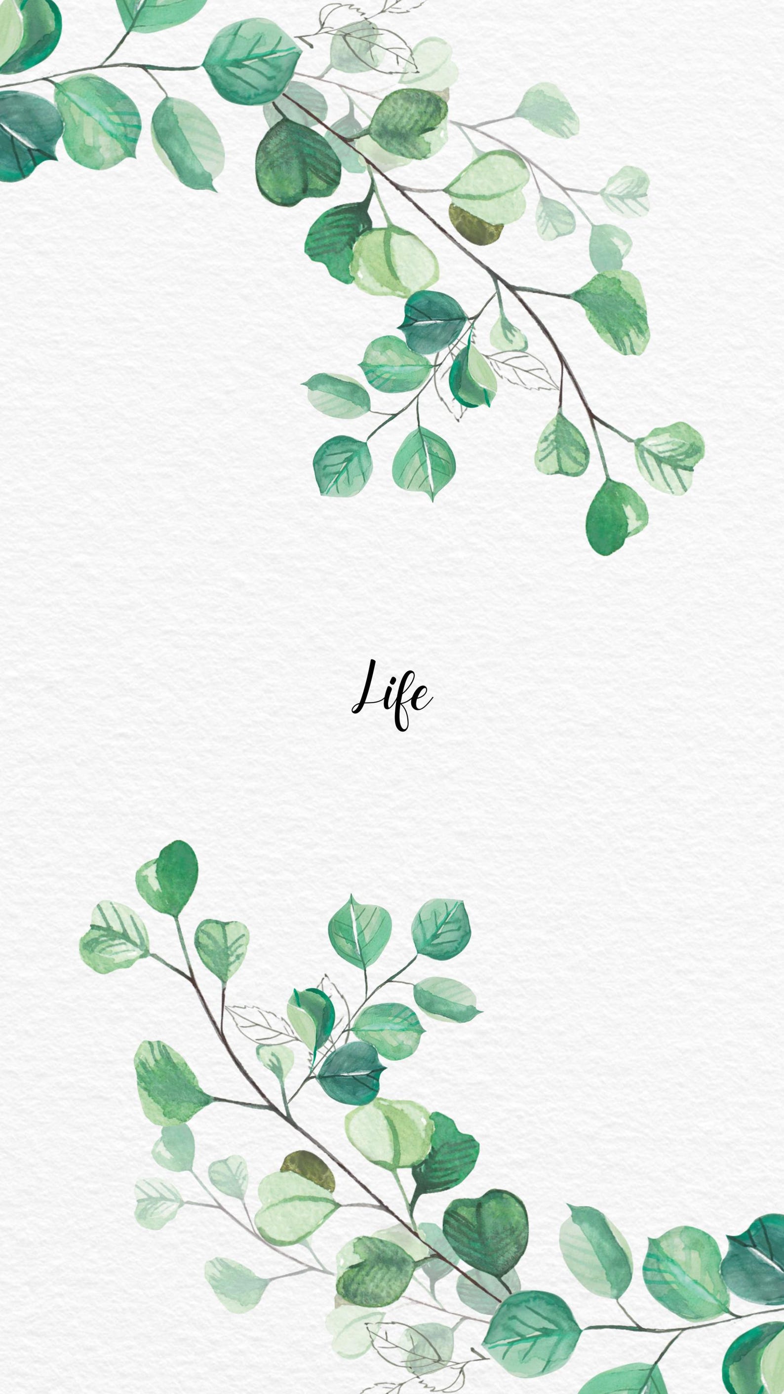 Watercolor Plant Phone Wallpaper: Minimalist White Design - Etsy