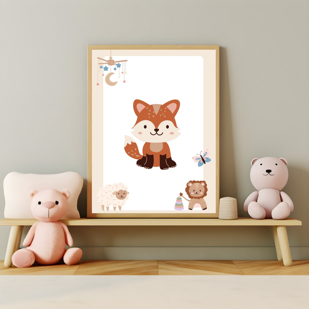 Fox, Fox Poster, Digital Poster With Fox, Baby Room Poster,made With ...