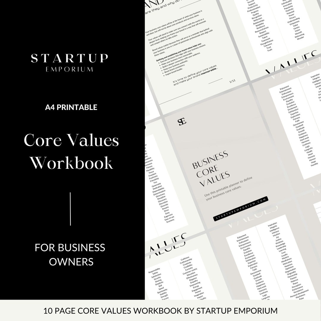 Business Core Values Workbook for Startup Entrepreneurs - Etsy
