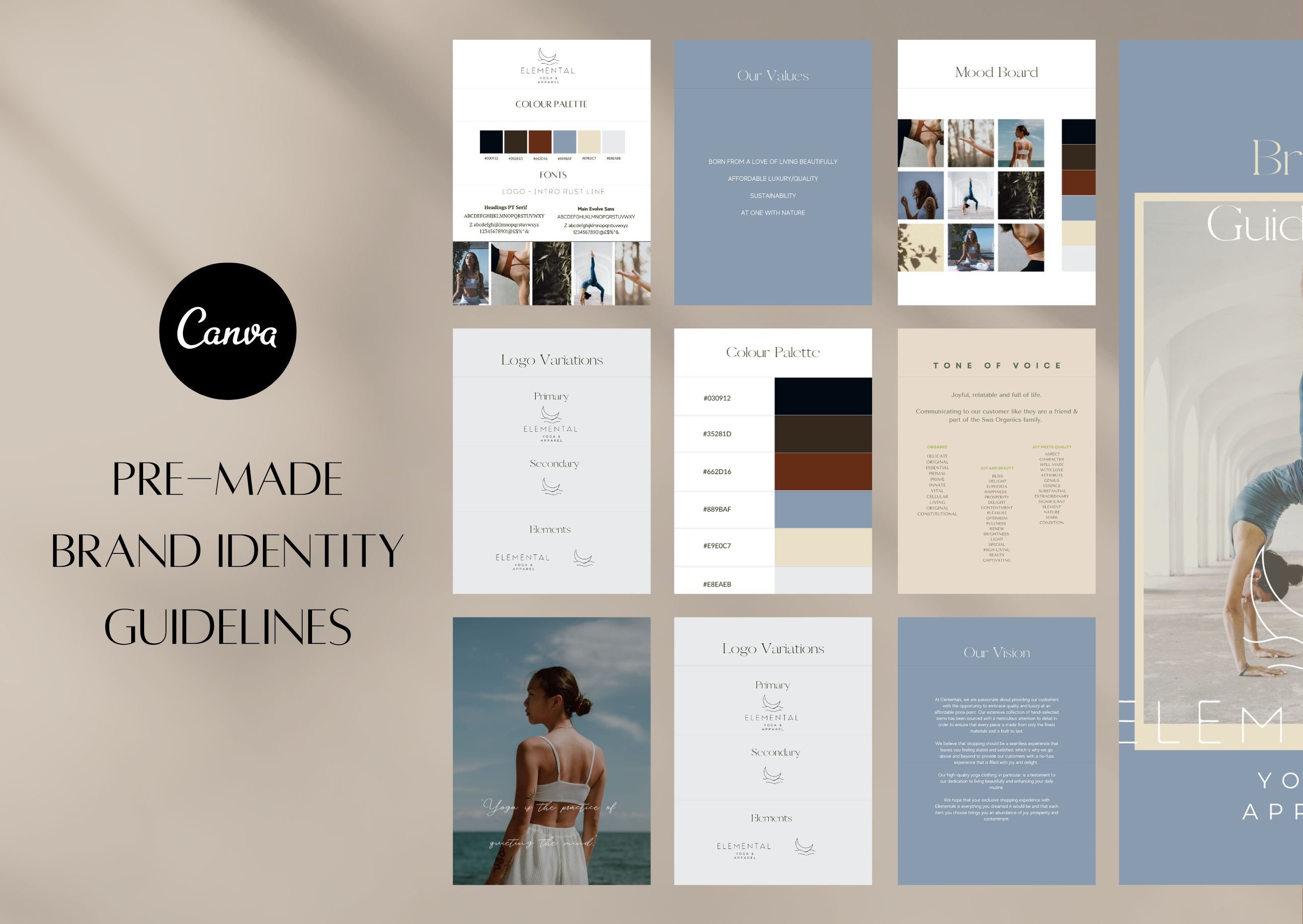 Brand Identity Guidelines Template: Pre-made Branding for a Yoga Brand ...