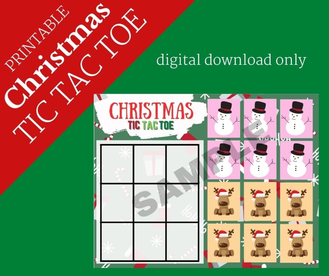 Christmas Tic-tac-toe Game, Printable Game, Christmas Games, Kids Game ...